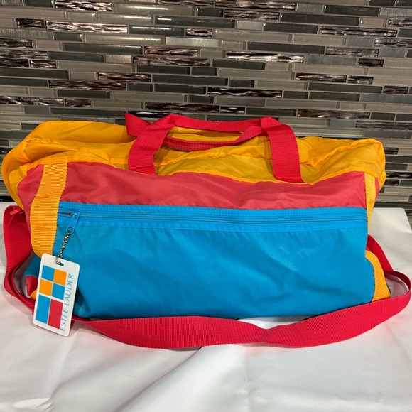 Estee Lauder | Bags | Vintage Color Block Este Lauder Nylon Duffel Bag ...